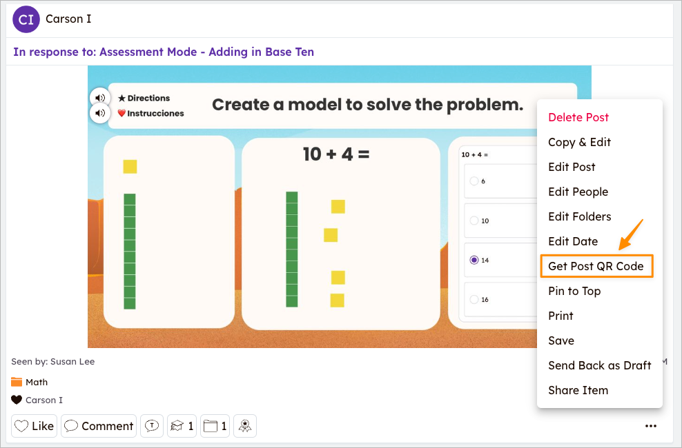 How to get a QR code for a Seesaw post – Seesaw Help Center