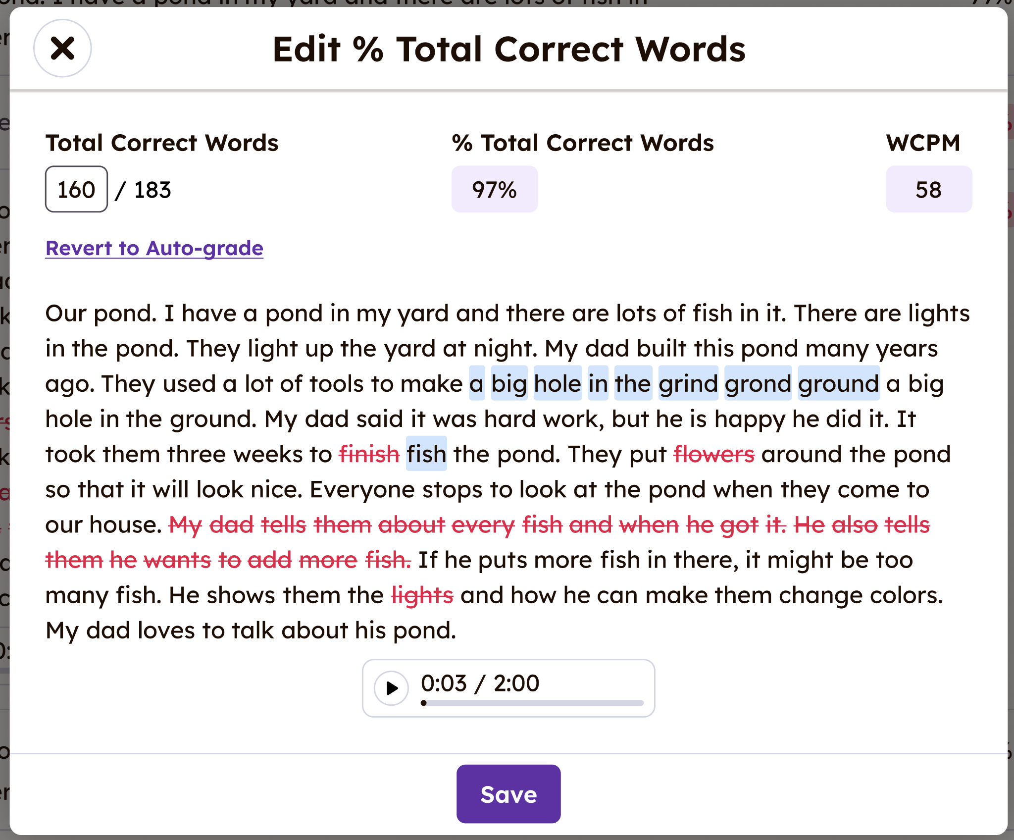 Reading Fluency Assessment scoring – Seesaw Help Center