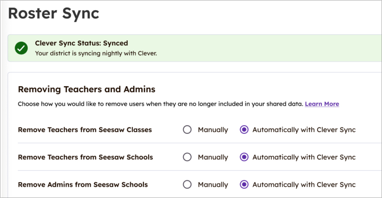 Roster Sync Settings – Seesaw Help Center