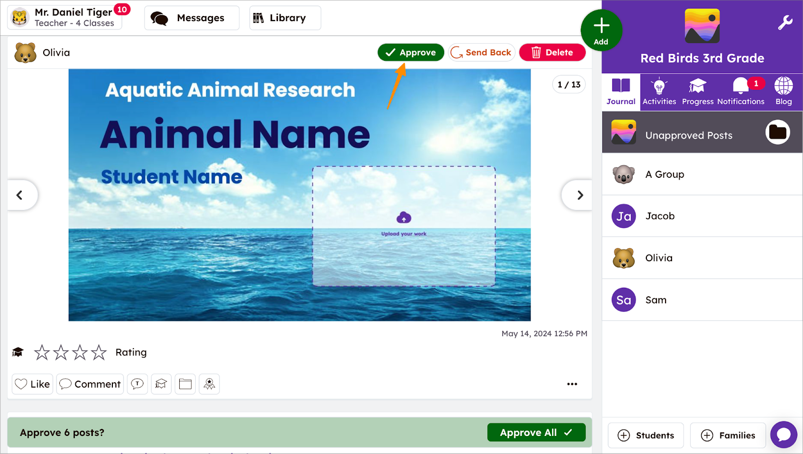 How to approve posts individually and in bulk – Seesaw Help Center
