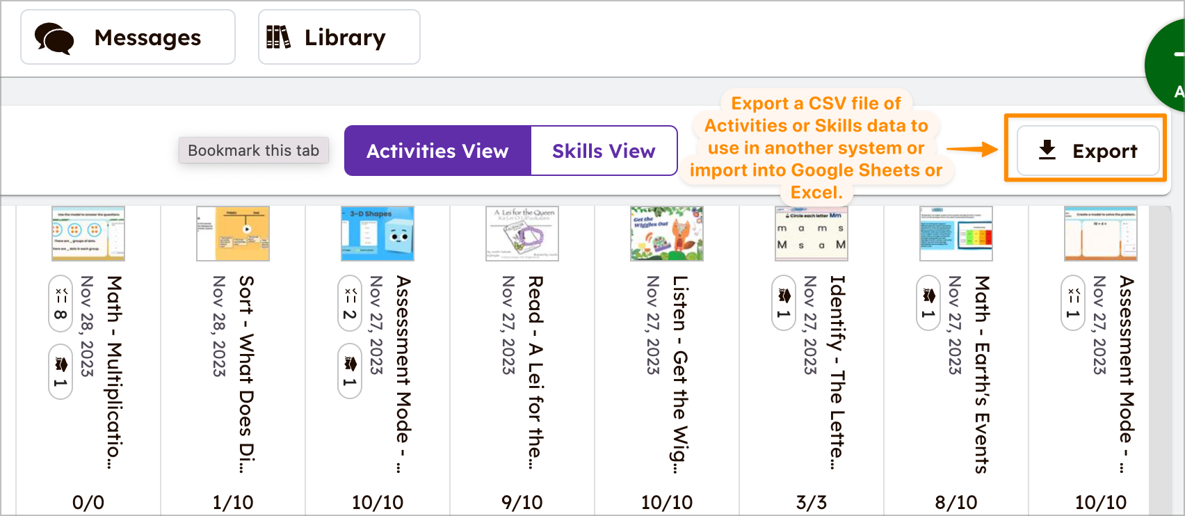Formative Assessment reporting – Seesaw Help Center
