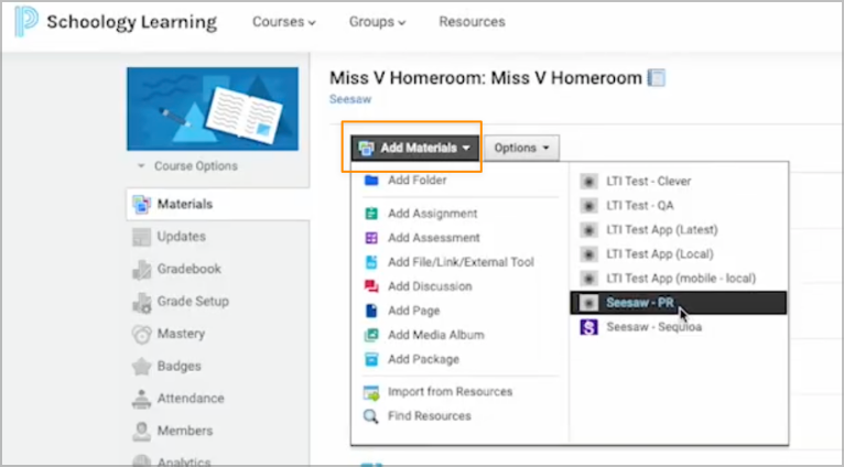 Seesaw Schoology integration setup for Teachers – Seesaw Help Center