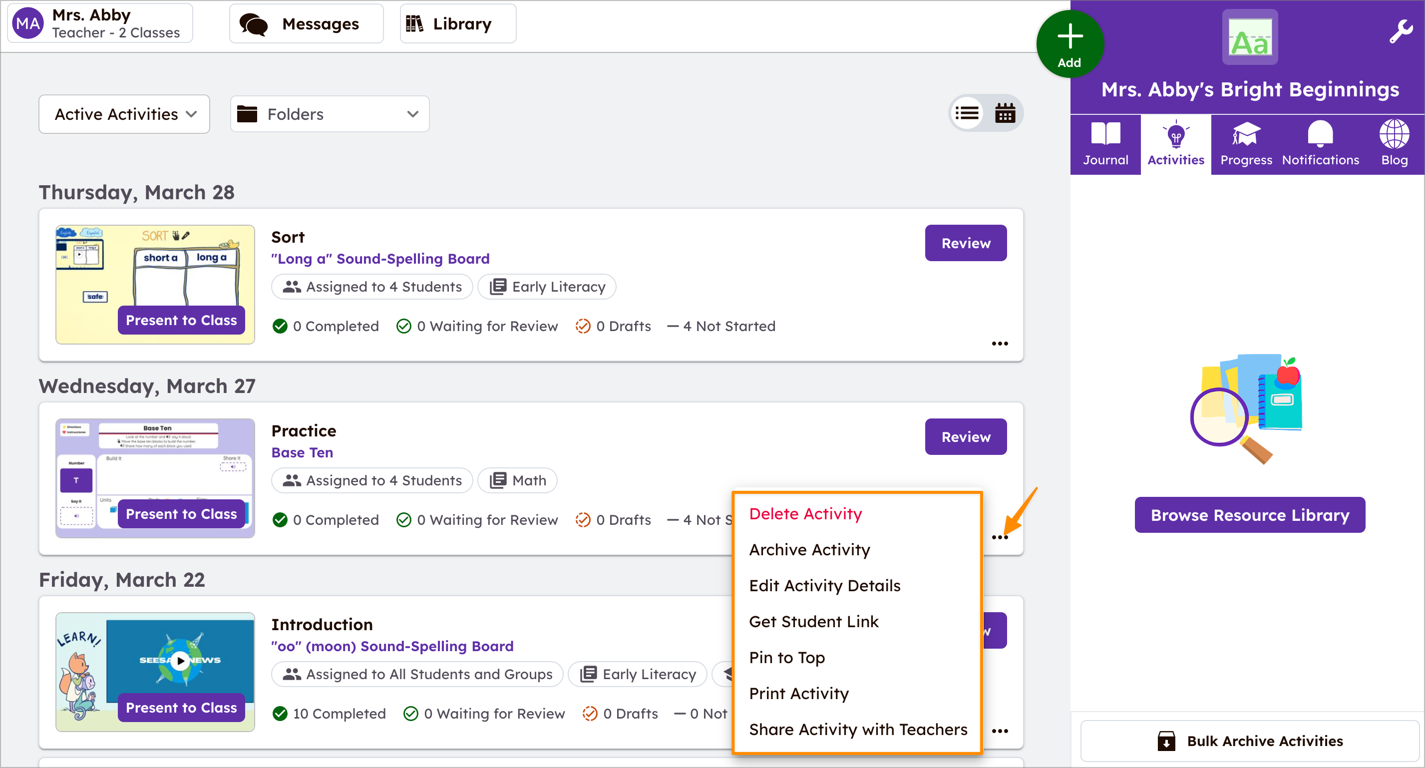 Seesaw teacher store