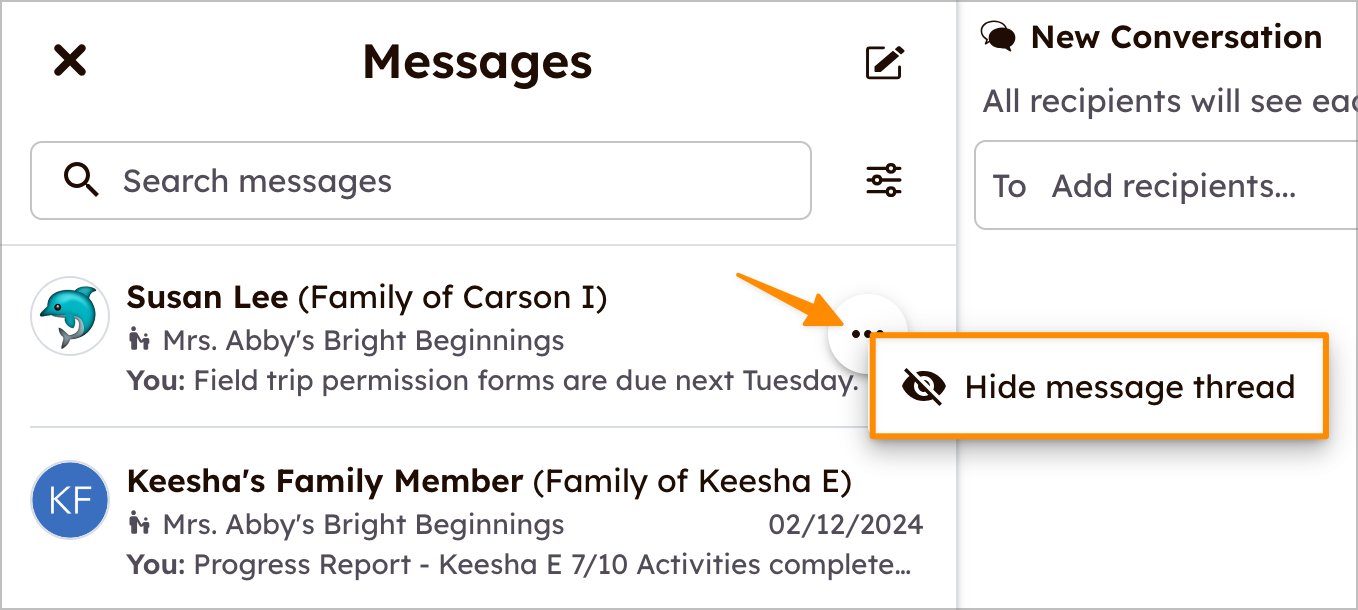 Hiding and Archiving Message Threads – Seesaw Help Center