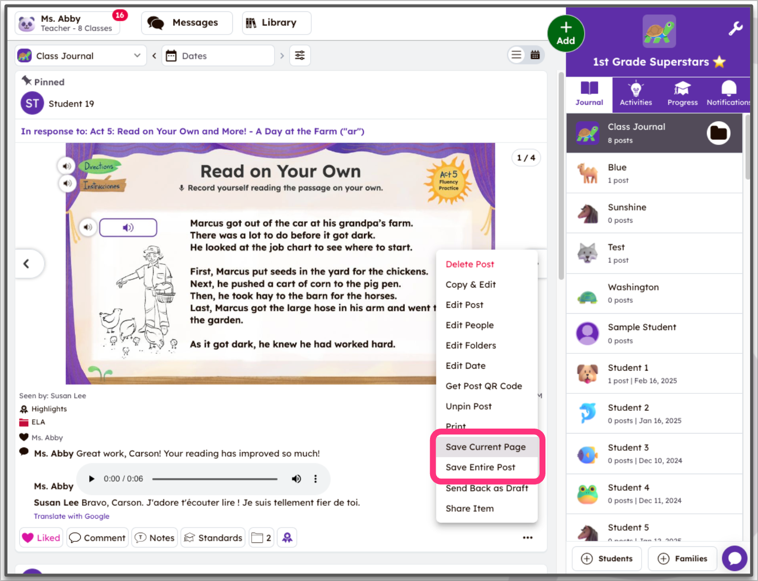 How do teachers download and print student work from Seesaw – Seesaw ...